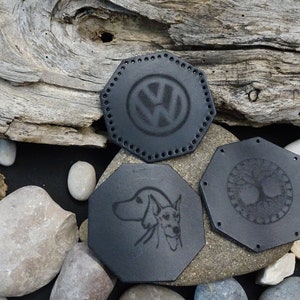 Octagon Shape Leather Patch for Bag Jacket Hat, Leather Name Tag ...