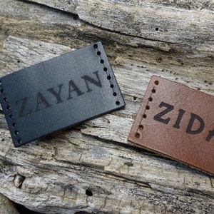 Rectangle Shape Leather Patch, Custom Leather Patch, Leather Name Tag, Personalized Leather ...