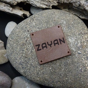 Square Shape Leather Patch, Custom Leather Patch, Leather Name Tag ...