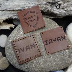 Square Shape Leather Patch, Custom Leather Patch, Leather Name Tag ...