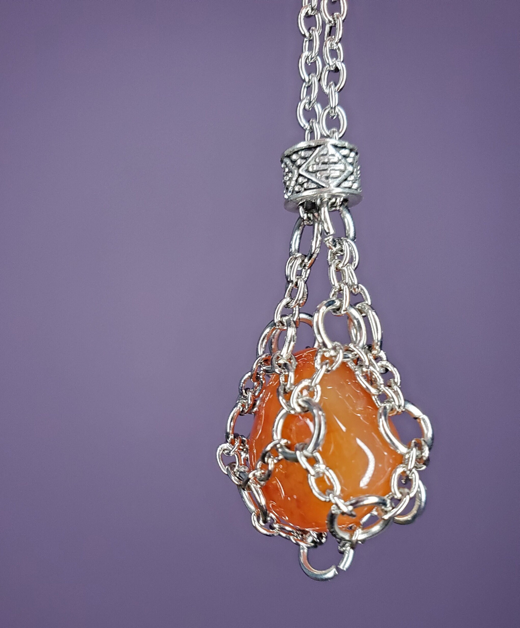 Silver Interchangeable Crystal Chain Pouch, Macramé Style 2 stones Not ...