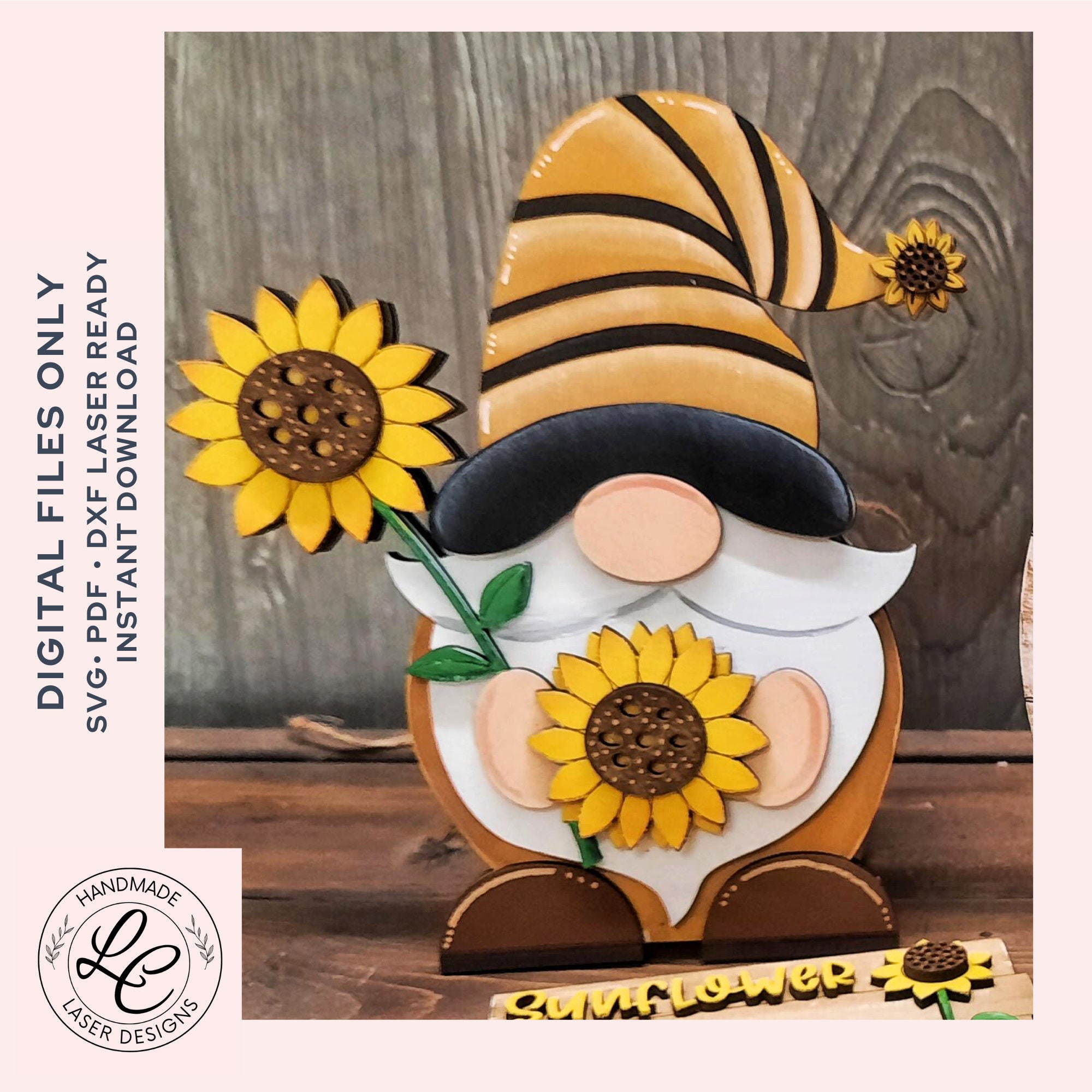 Sunflower Gnome SVG | Summer Fall Tiered Tray Decor Laser Files ...