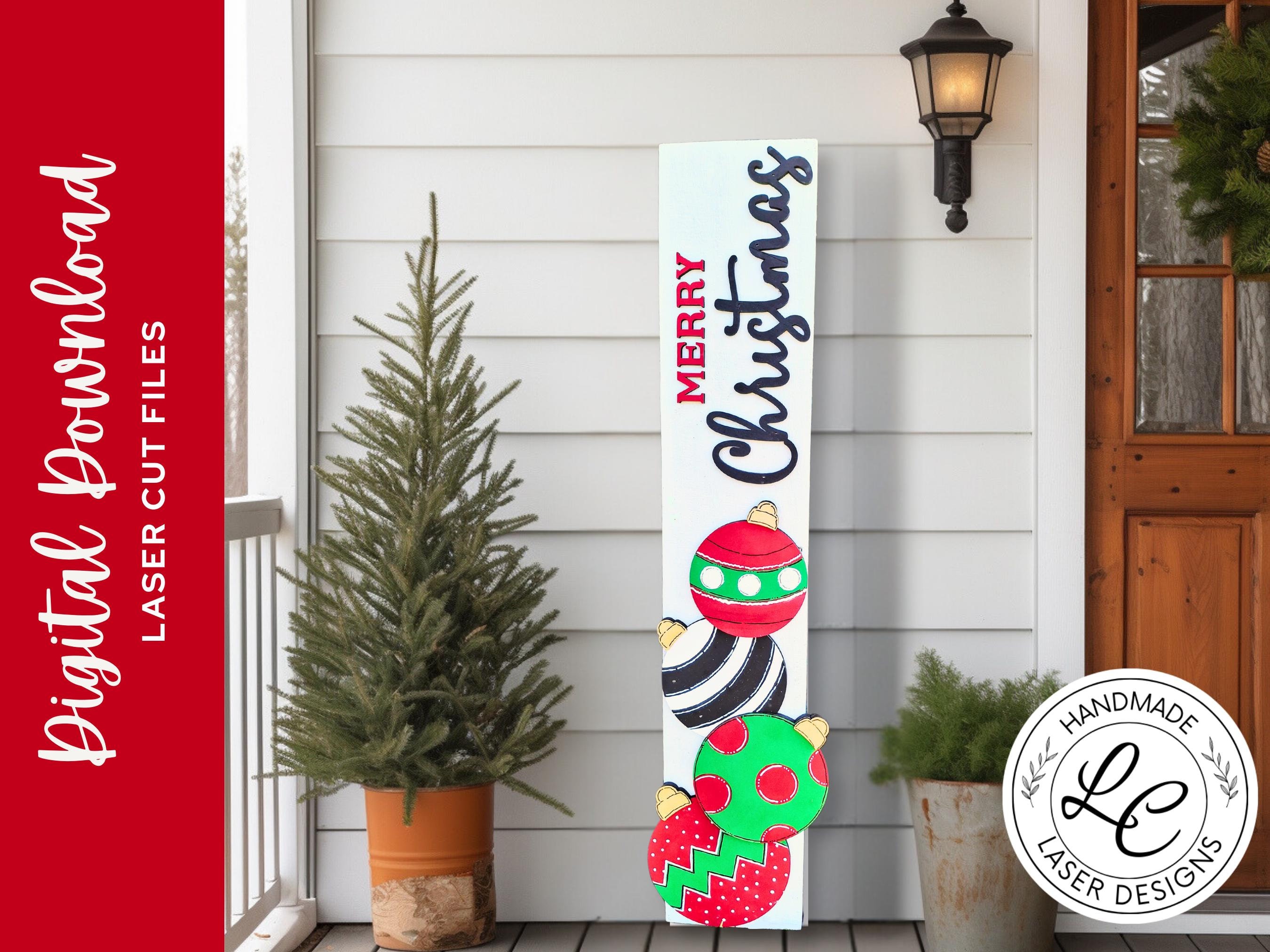 Christmas Ornaments Porch Leaner SVG | Christmas Porch Board Laser ...