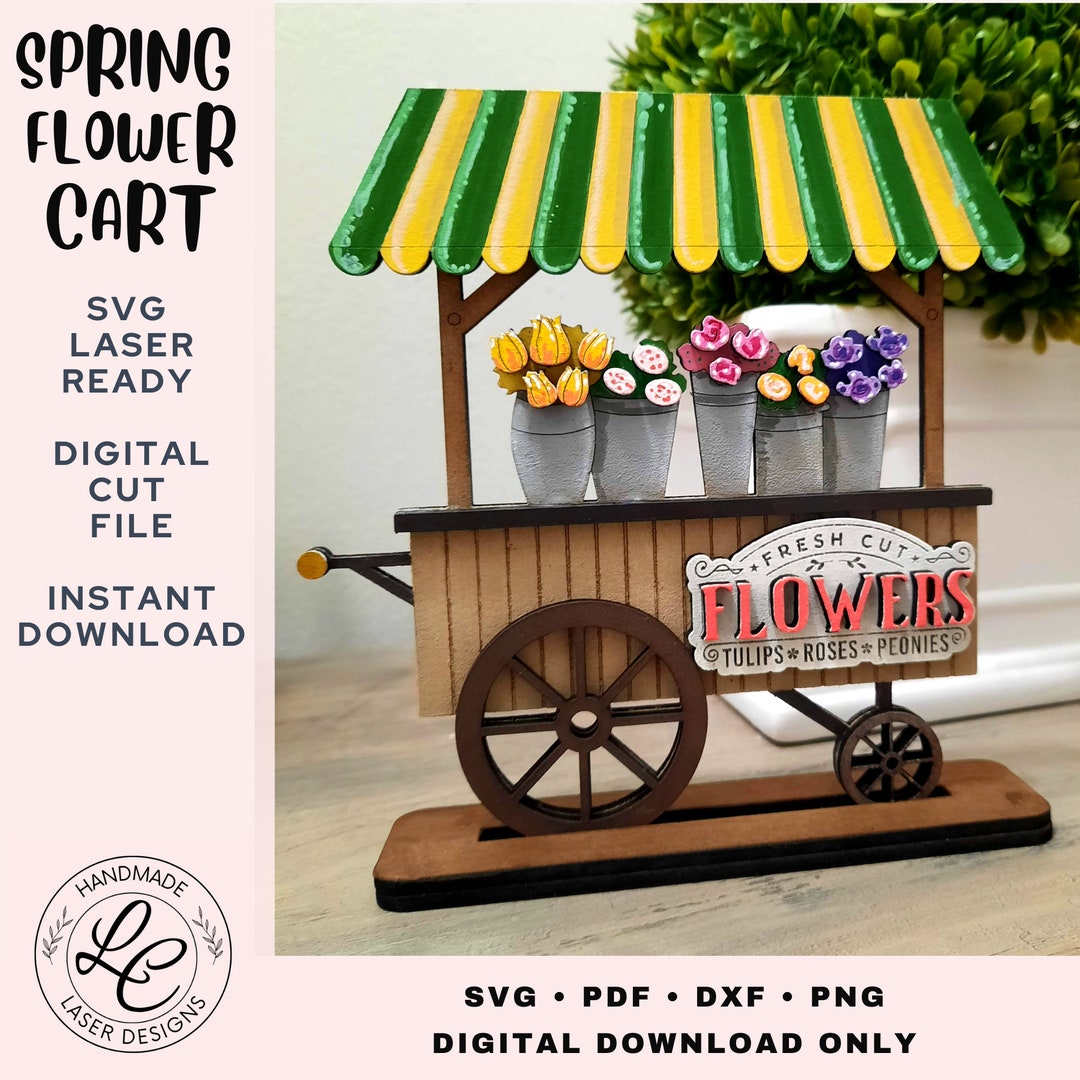 Spring Flower Cart Fresh Flowers SVG | Farmhouse Flower Market File ...