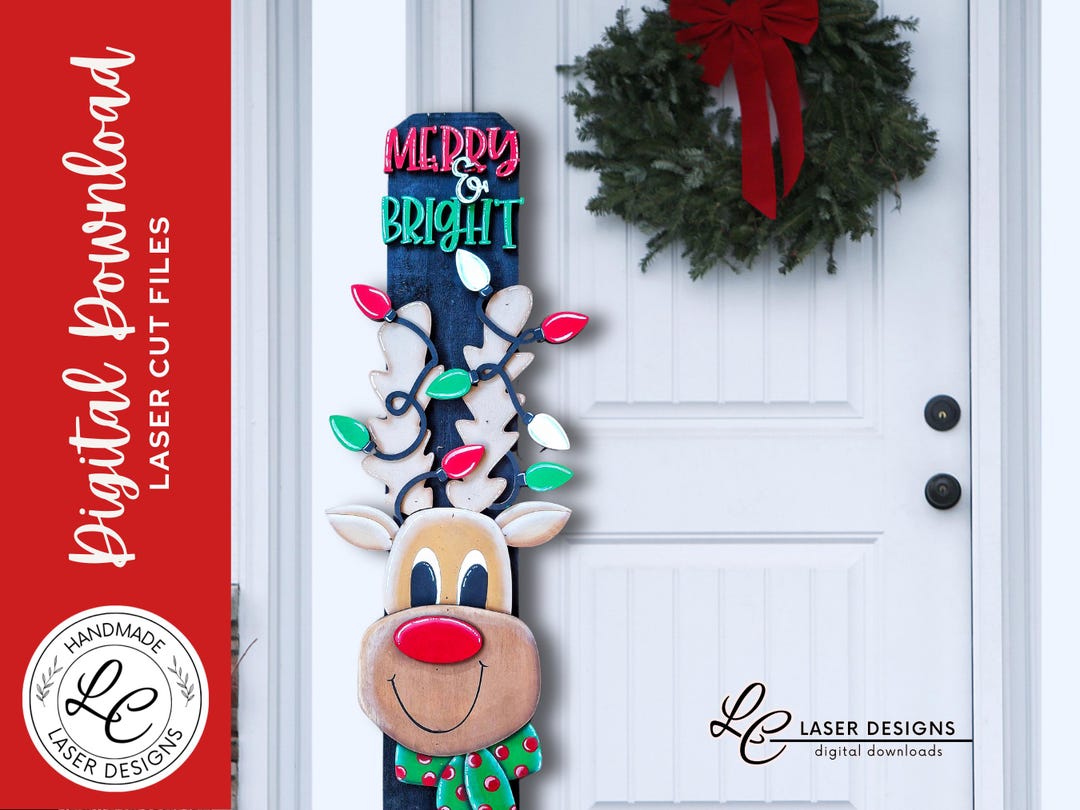 Reindeer Porch Leaner SVG | Christmas Porch Board Laser Files | Layered ...