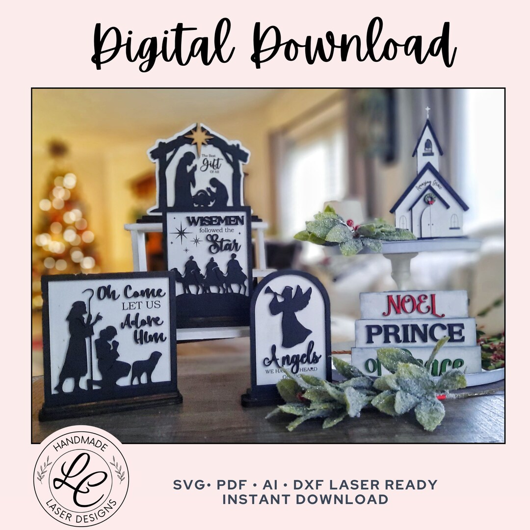 Christmas Nativity **BUNDLE** Tiered Tray SVG | Religious Christmas ...