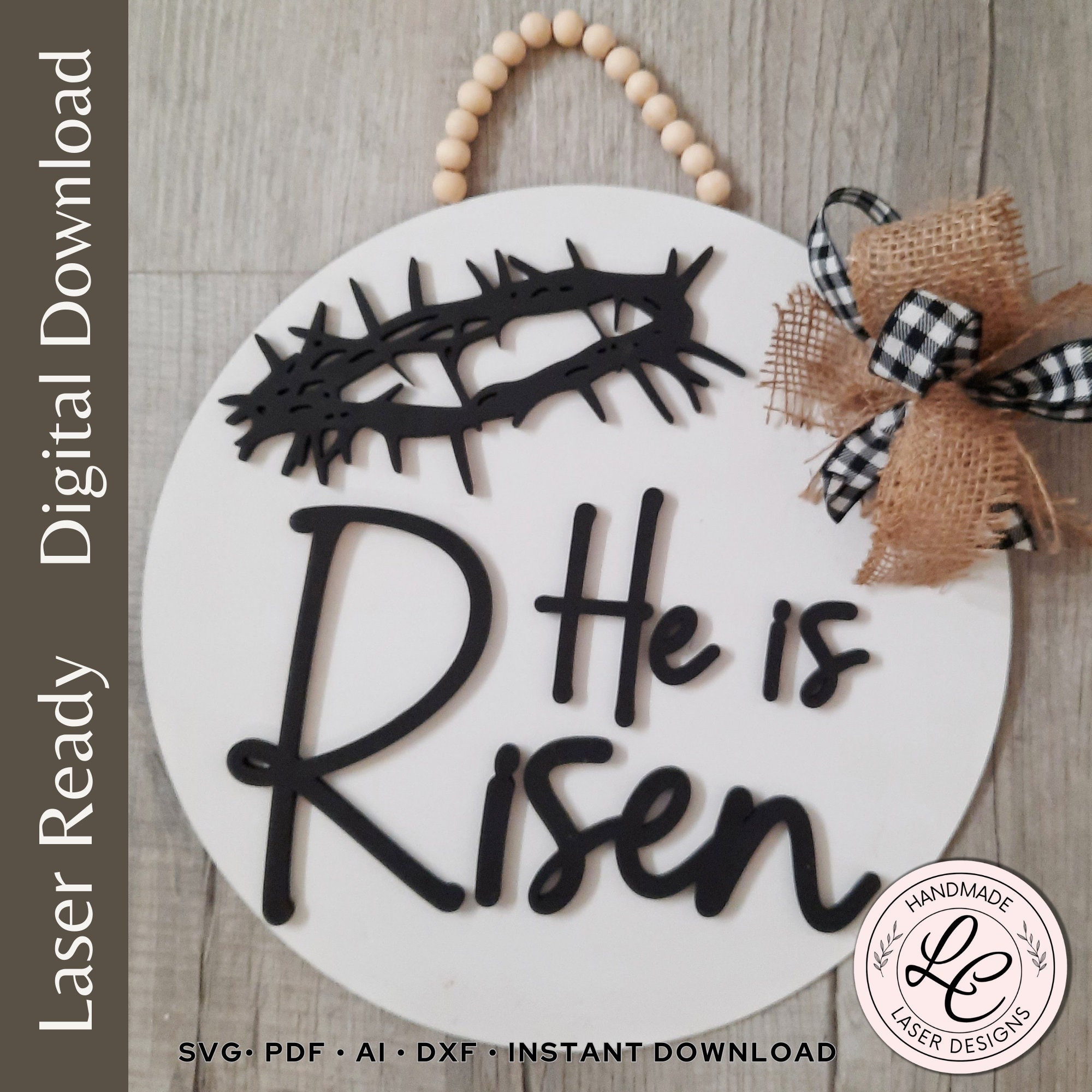 Easter Door Hanger SVG He is Risen Front Door Sign SVG Christian Easter ...