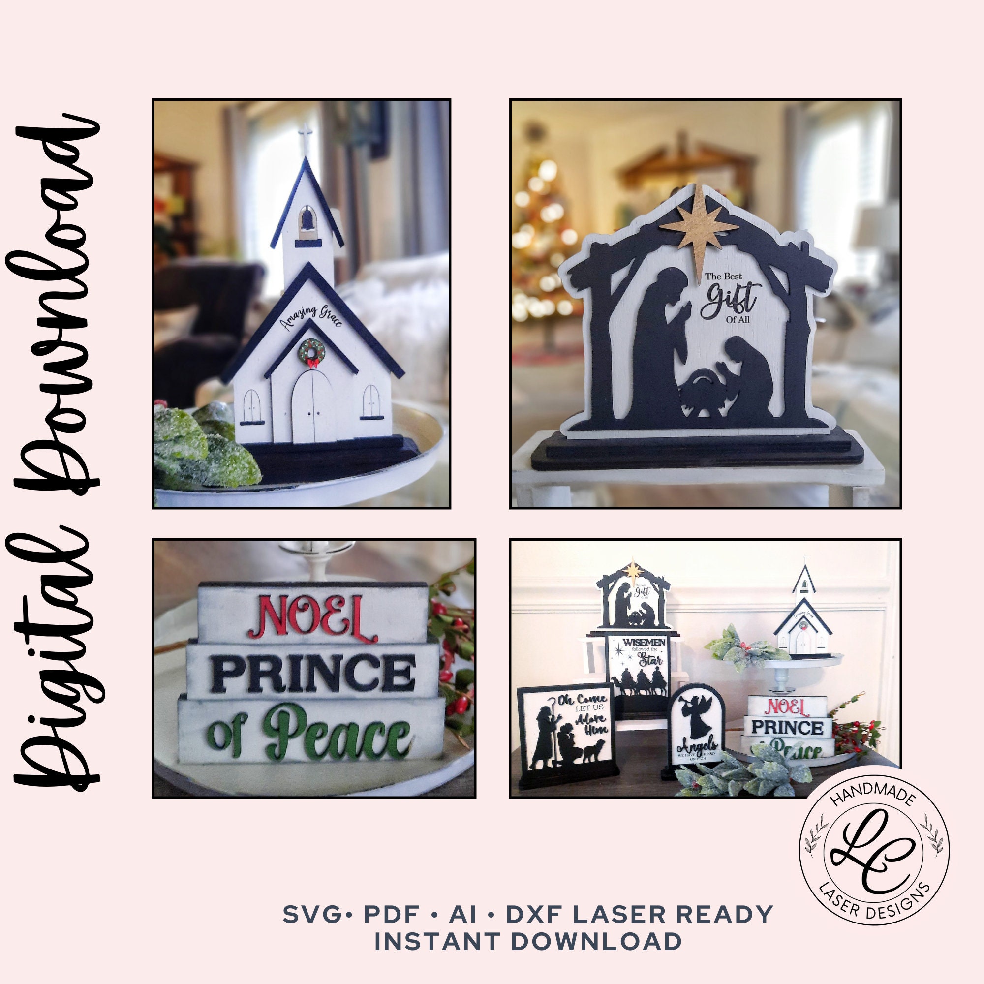 Christmas Nativity BUNDLE Tiered Tray SVG Religious Christmas Shelf ...