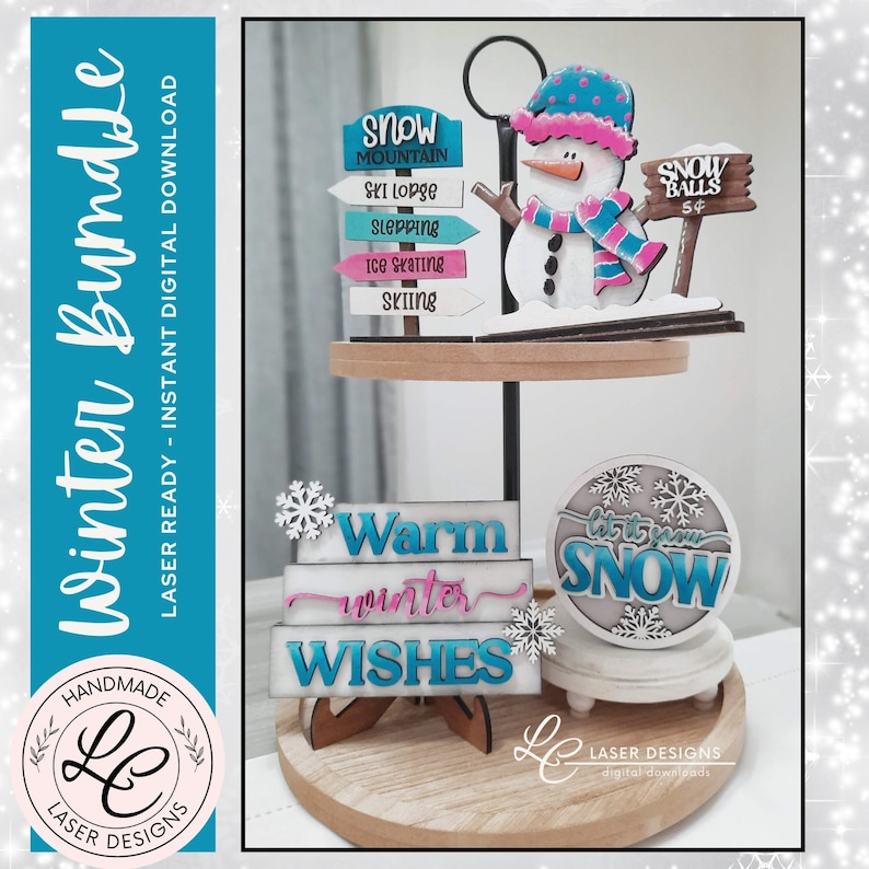 Winter Snowman Tiered Tray SVG BUNDLE Digital Download Winter Signs ...