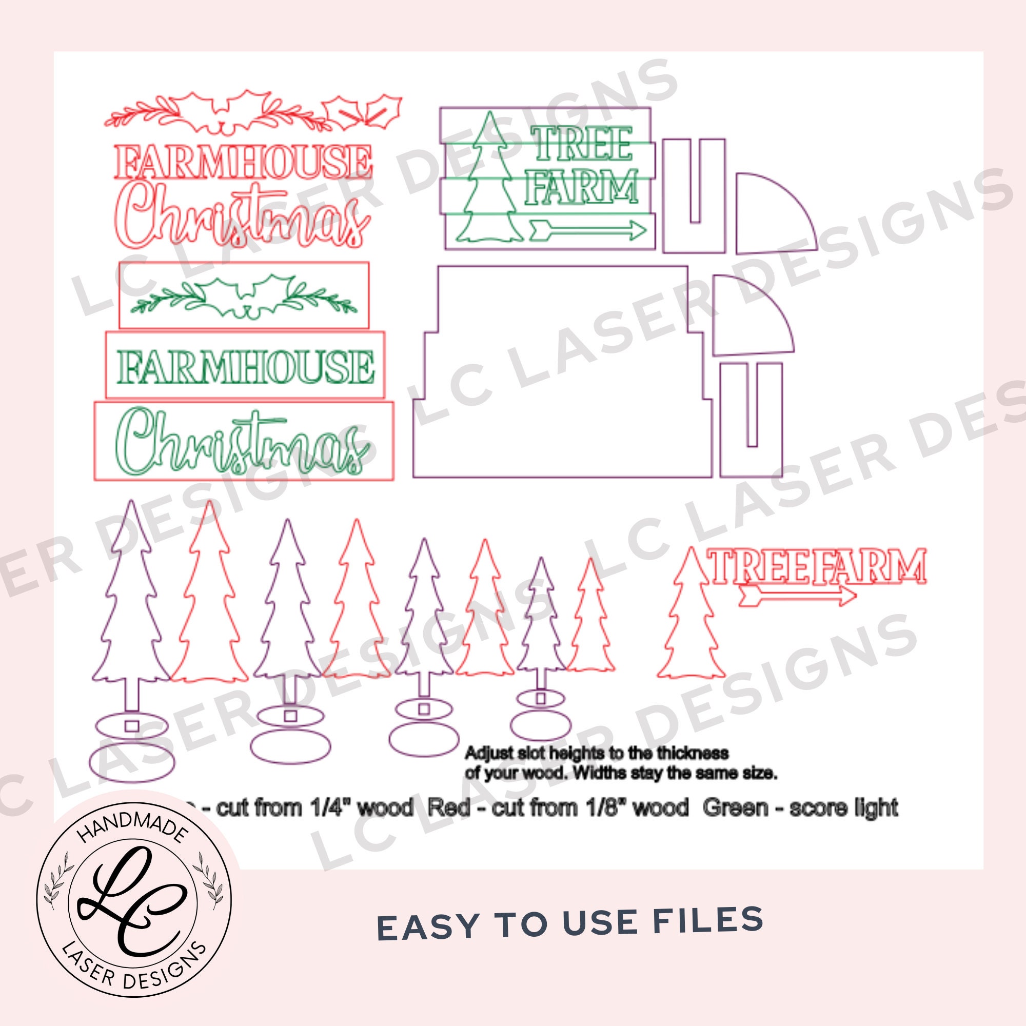 Christmas Tree Farm Sign, Trees and Word Blocks SVG Tiered Tray File ...