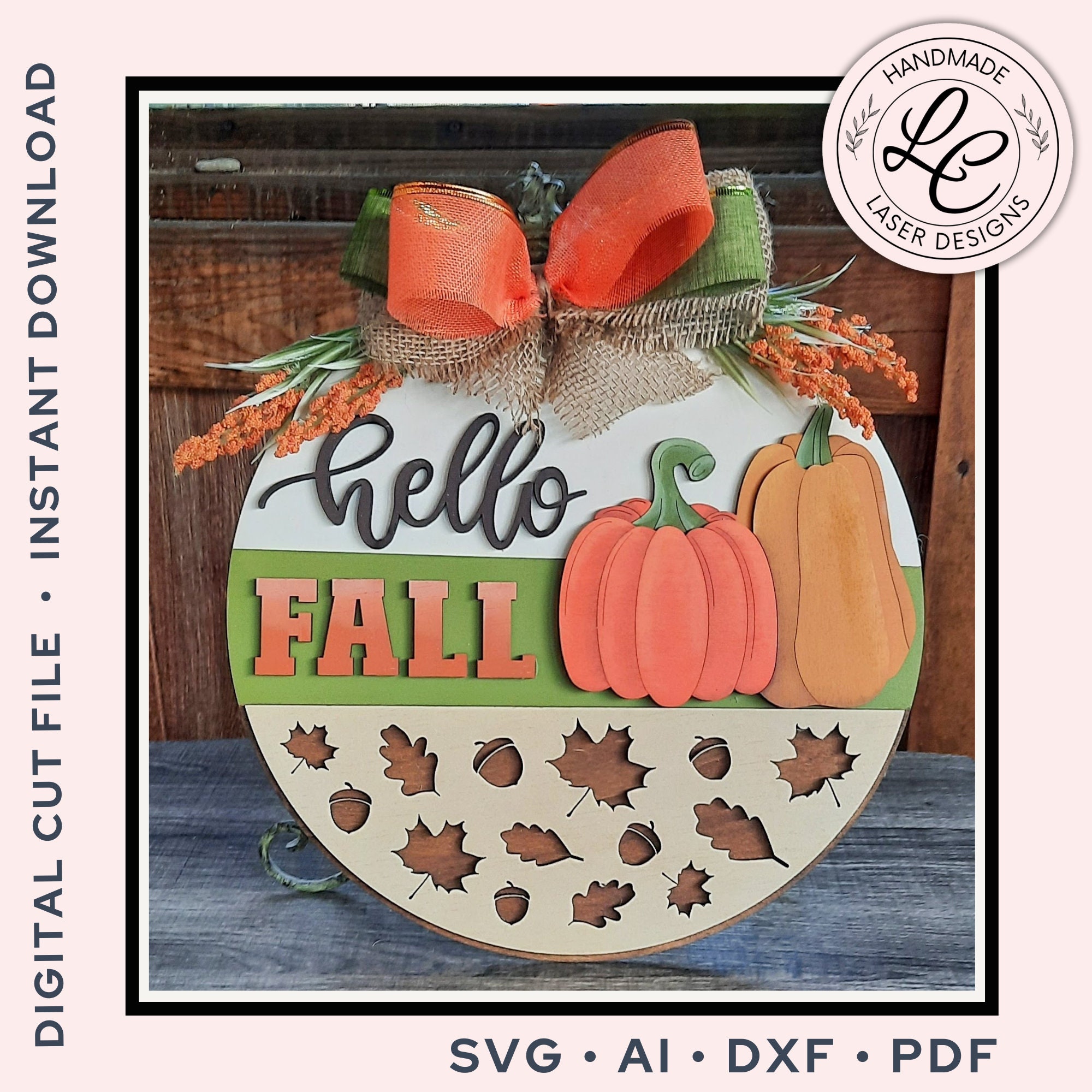 Pumpkin Door Hanger SVG Fall Door Hanger SVG Autumn Decor Glowforge ...