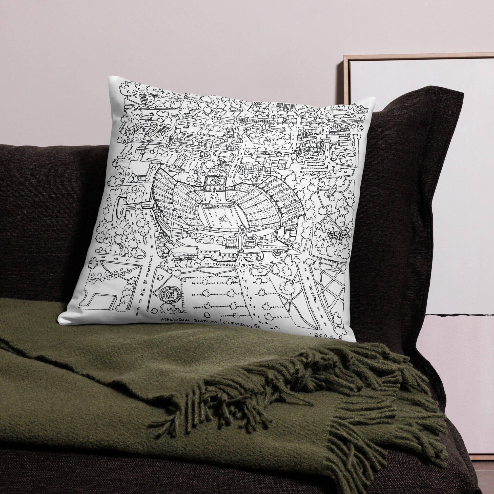 Clemson Stadium Map Pillow - Etsy