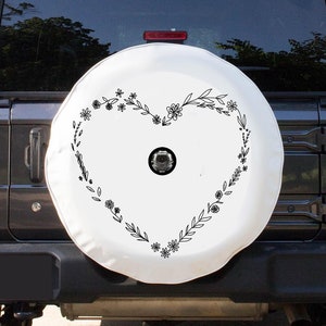 Floral Heart Tire Cover for JL Backup Camera Fits Jeep, Bronco, Honda ...