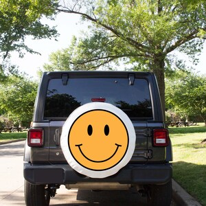 Yellow Smiley Face Spare Tire Cover Compatible With Jeep, Bronco, Honda ...