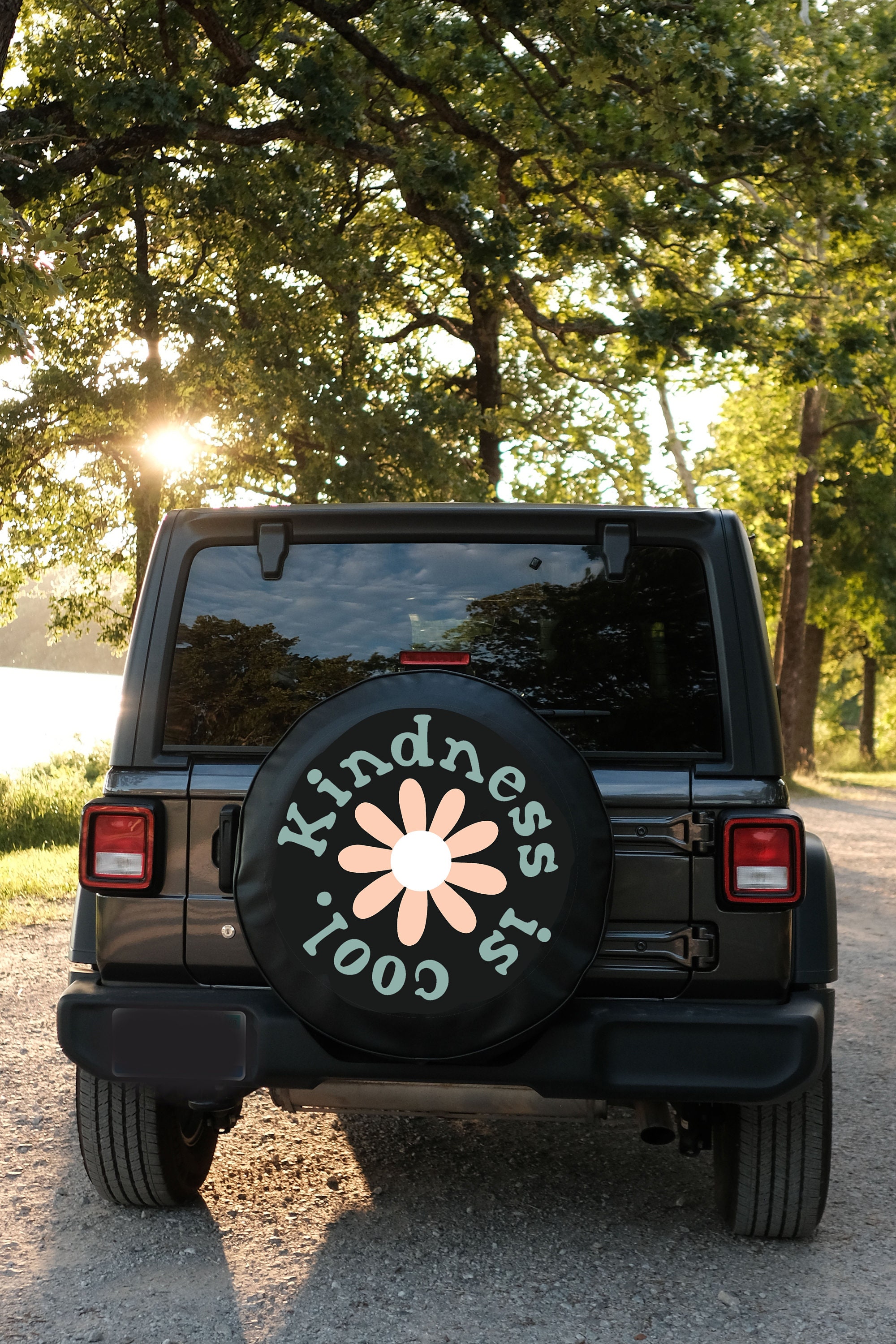 Kindness is Cool Floral Tire Cover, Retro Tire Cover, Colored Floral ...