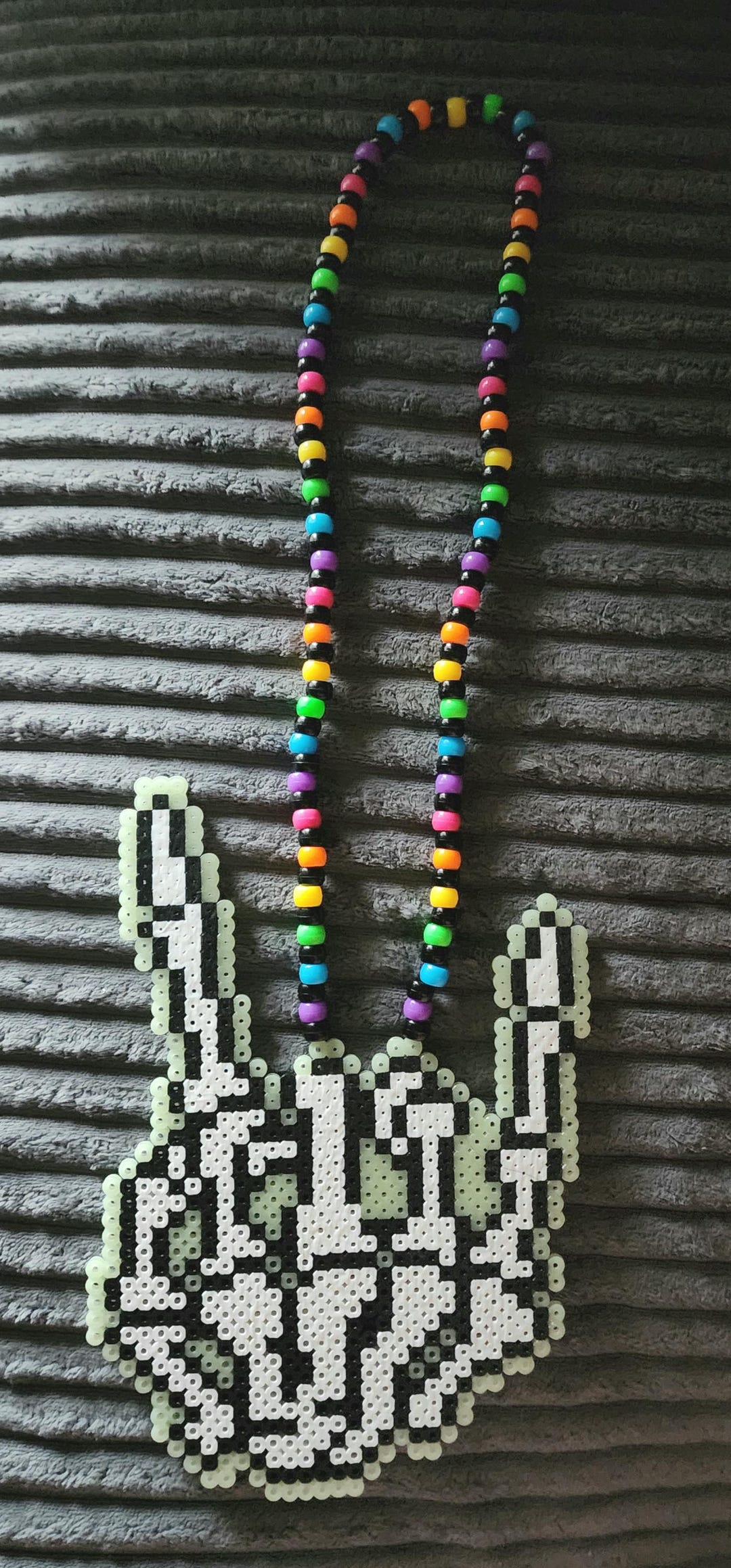 Glow in the Dark Skeleton Rock Hand Kandi Perler Necklace - Etsy