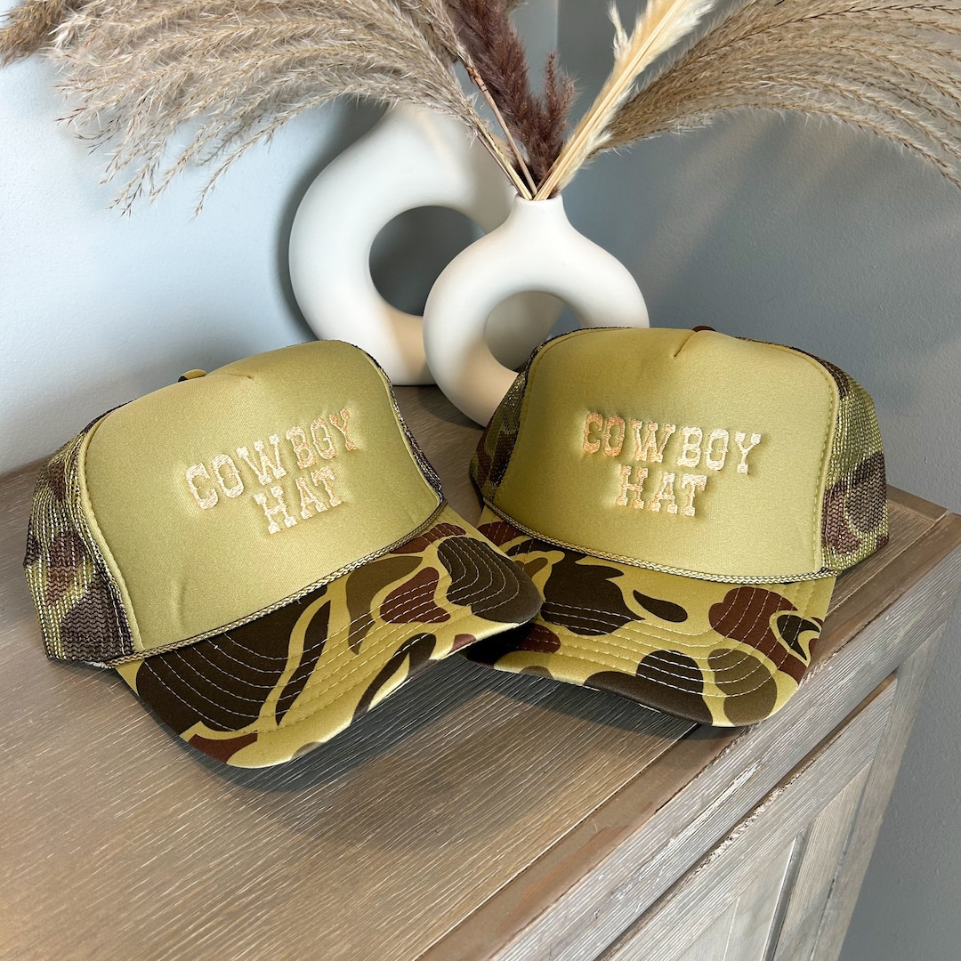 Camo Cowboy Hat Cowgirl Trucker Hat - Foam Vintage Trucker Hat Unisex ...