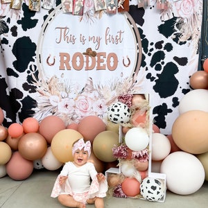 Pink Cow Print Western Baby Girl for First Birthday, Cowprint Western ...