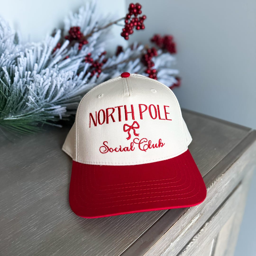North Pole Social Club Hat, Merry Christmas Snapback Hat, Festive ...