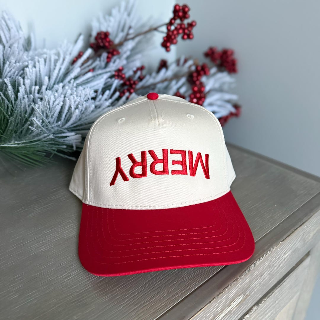 MERRY Upside Down Christmas Snapback Hat, Festive Christmas Hat ...
