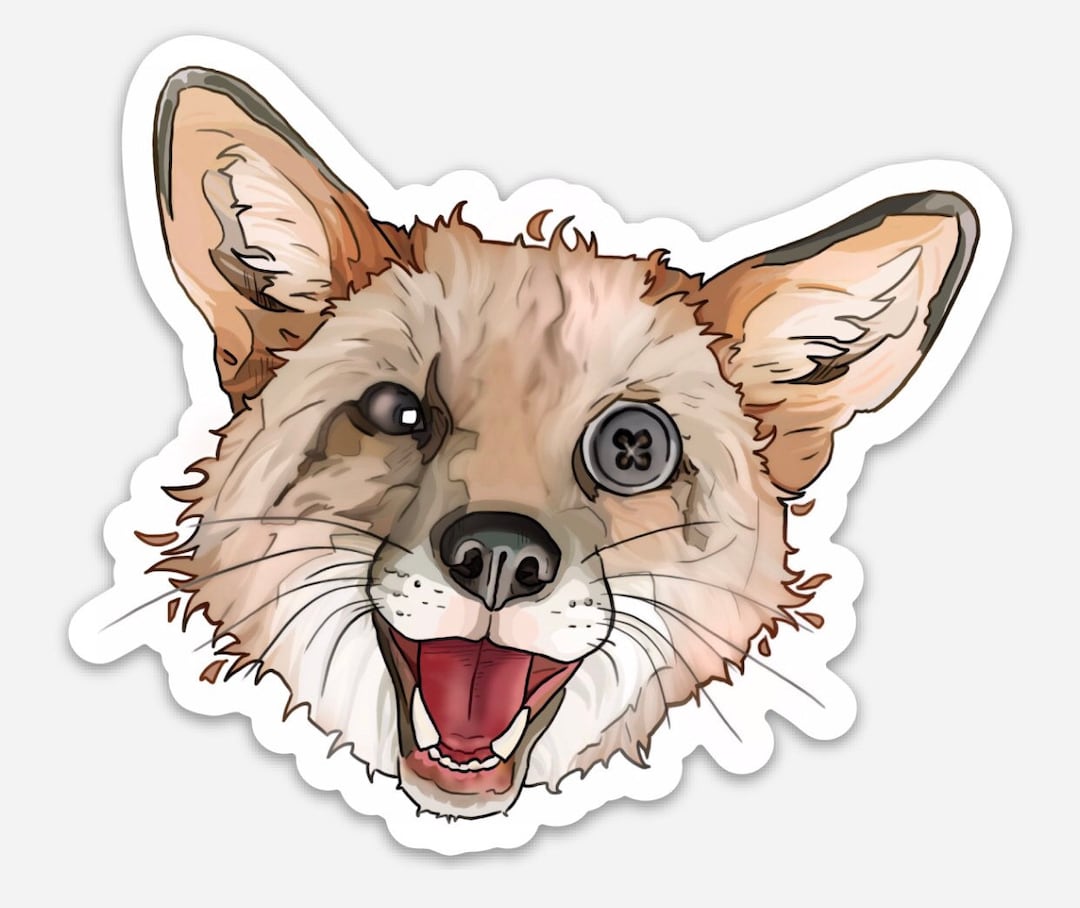 Button Eyed Fig the Fox Weather Proof Sticker - Etsy