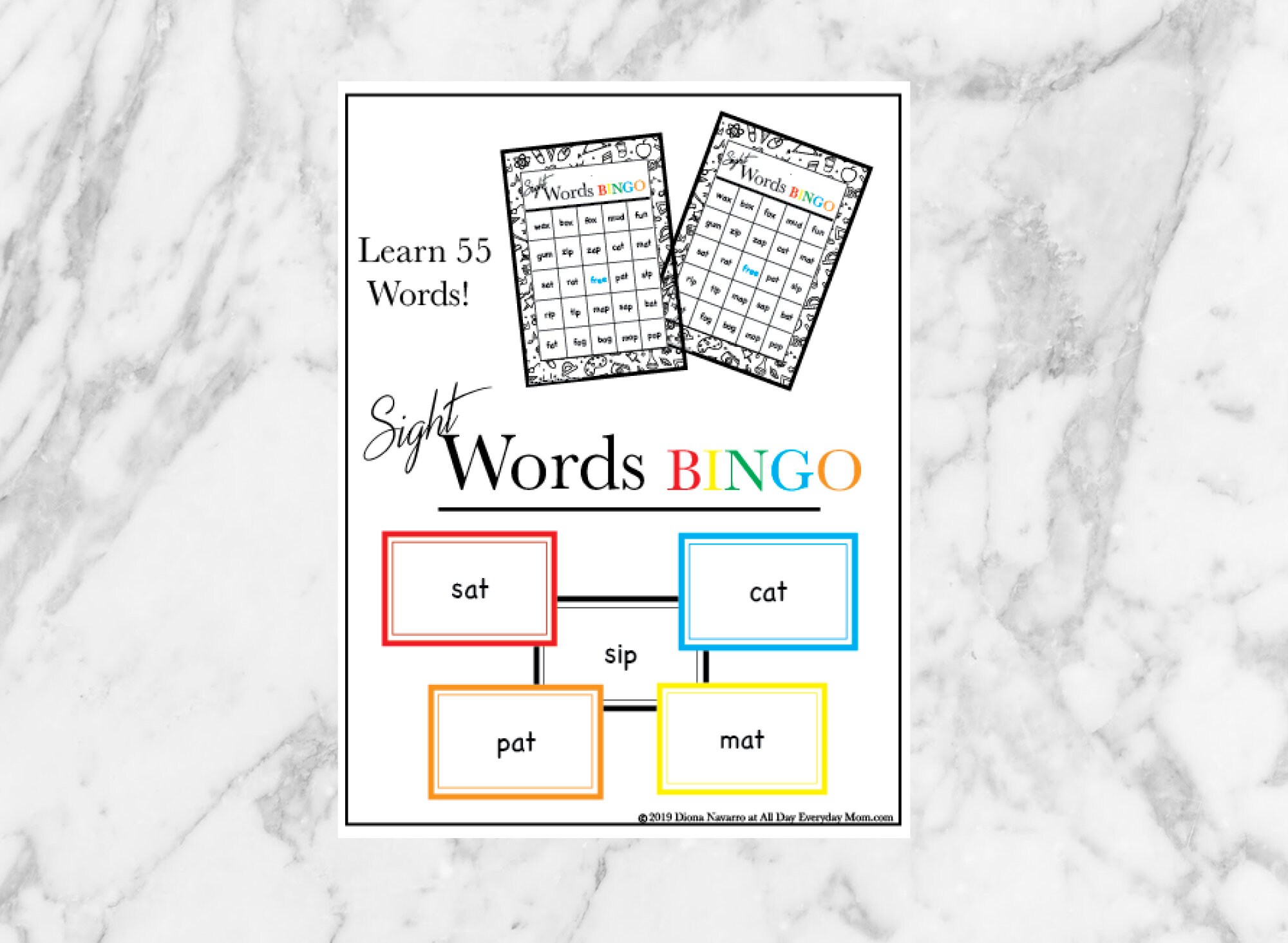 CVC Sight Words Bingo - 55 Beginner Words | Learn to Read - Etsy