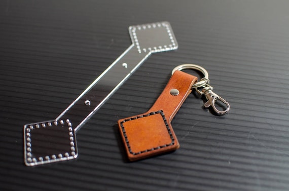 Diamond Leather Keychain Template | Etsy