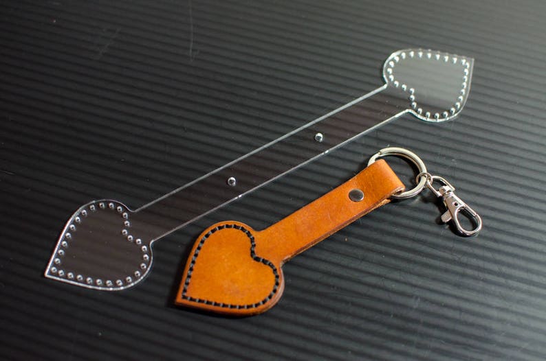 Heart Shaped Leather Keychain Template | Etsy