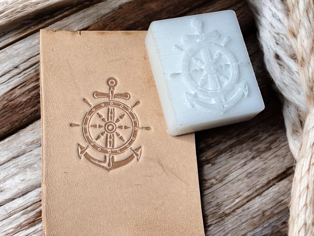 Nautical Anchor Helm Leather Stamp, Leatherworking Stamp, Embossing ...