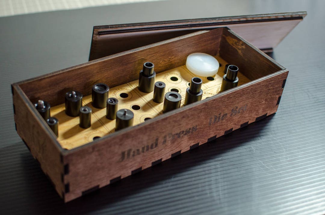 Tandy Die Sets Wooden Case, Handmade Wood and Leather Organizer ...