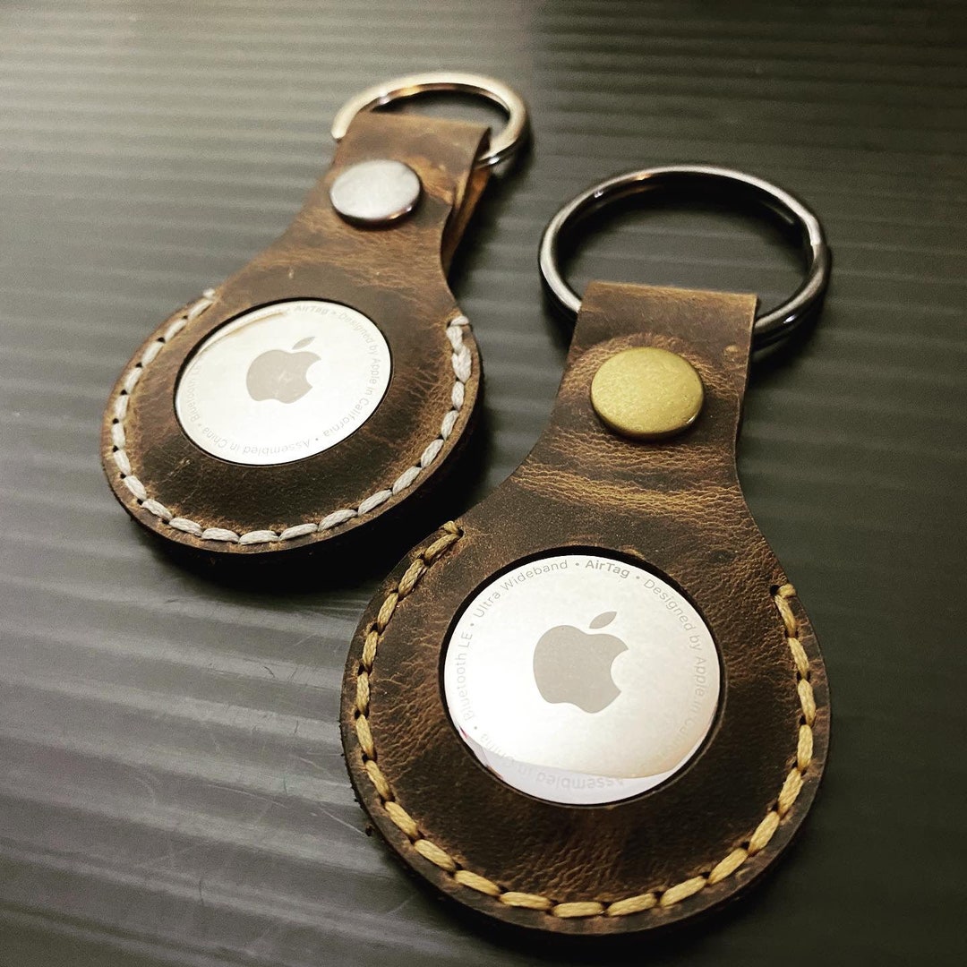 Apple Air Tag Keychain, Handmade Full-grain Leather, Personalized EDC ...
