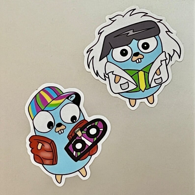 Doc Brown & Marty Mcfly golang Gopher Laptop Stickers improved Design ...