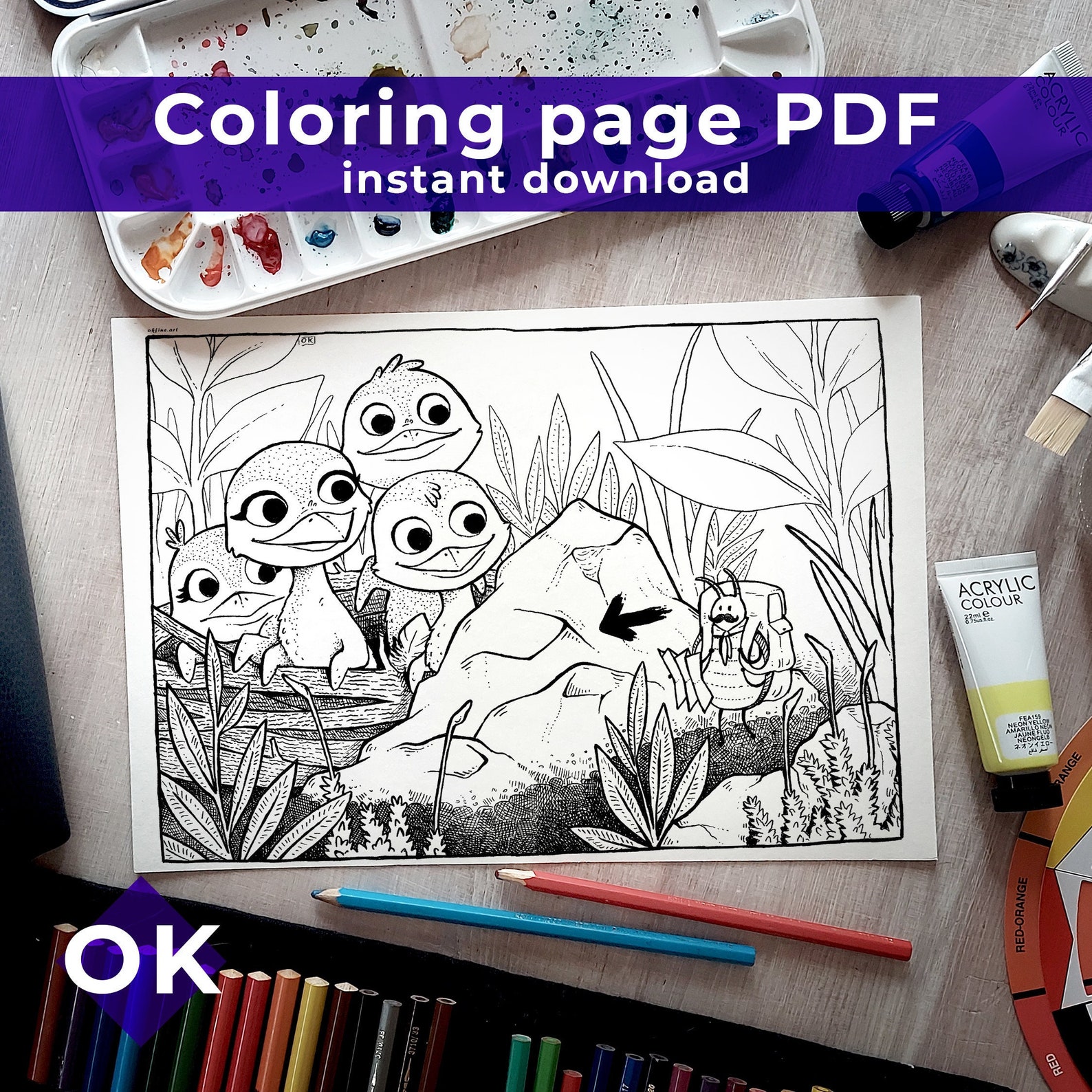 Bug Tourist Colouring Page Printable Colouring Page Coloring - Etsy