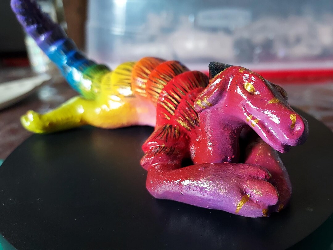 Rainbow Dragon Figurine - Hand Painted Fantasy Creature - Etsy