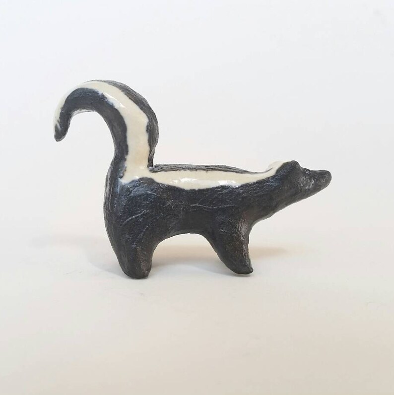 Ceramic Skunk handmade sculpture // cute animal // clay | Etsy