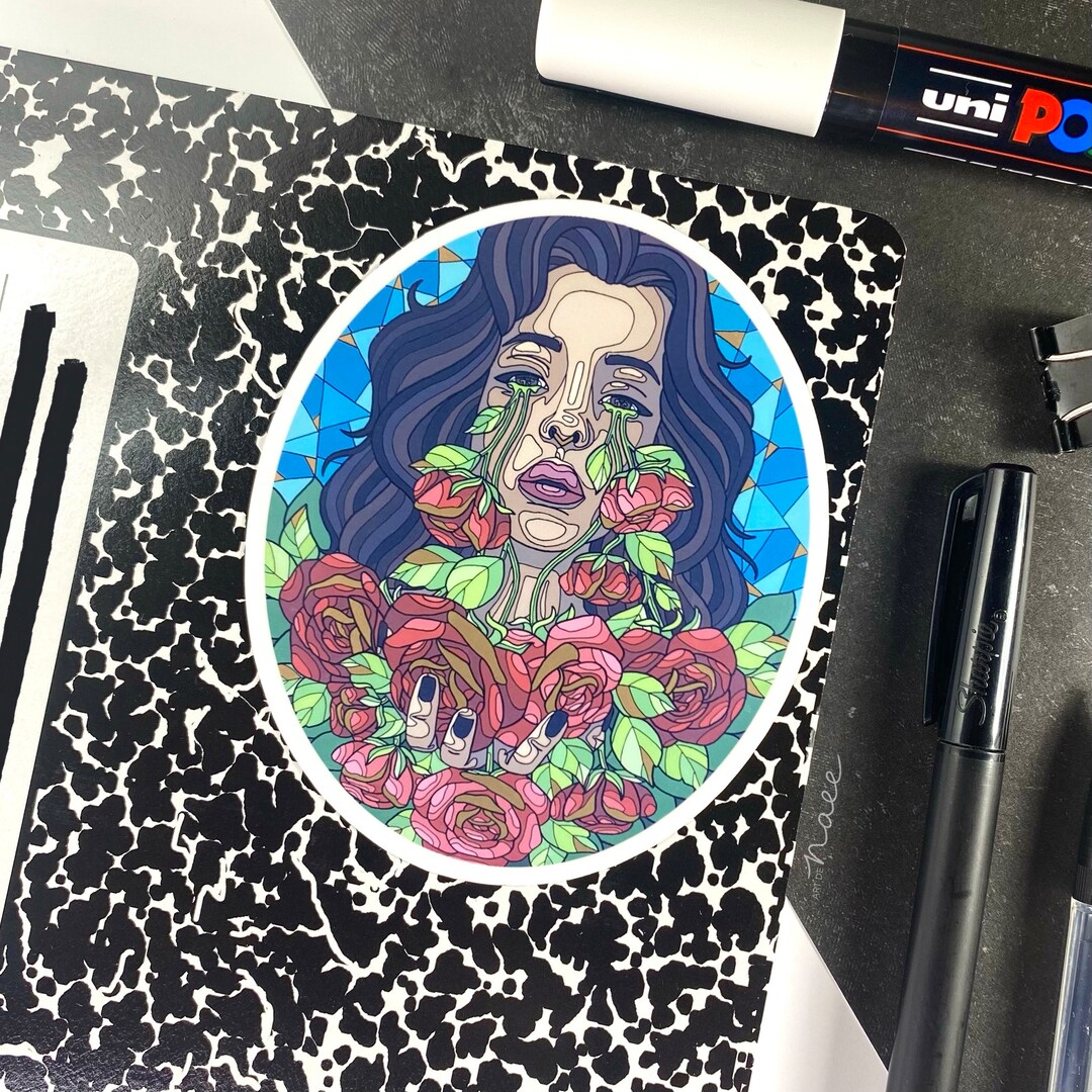 Sticker Laminated Vinyl Sticker Art Sticker tears of Roses - Etsy