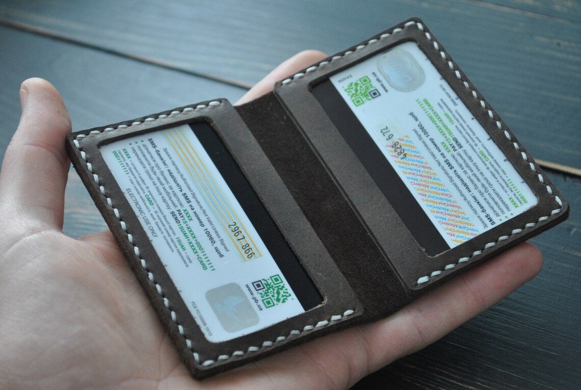 ID card wallet Leather ID card case leather ID card holder | Etsy