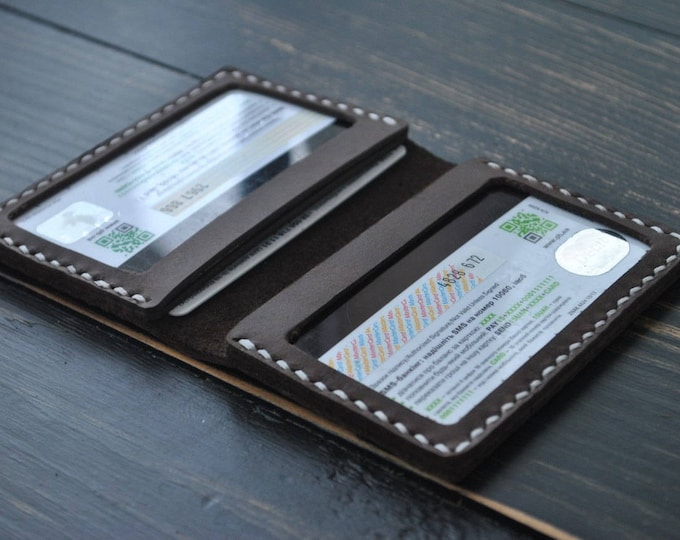 ID Card Wallet Leather ID Card Case Leather ID Card Holder | Etsy