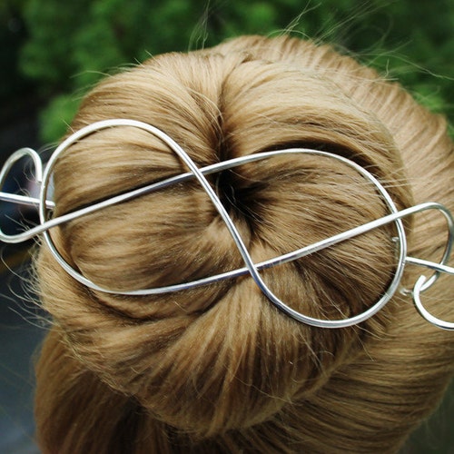 Silver Hair Bun Clip Very Large Hair Slide With Hair Stick - Etsy