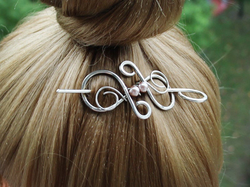 Silver Hair Slide for Long Hair Silver Hair Barrette Stick - Etsy