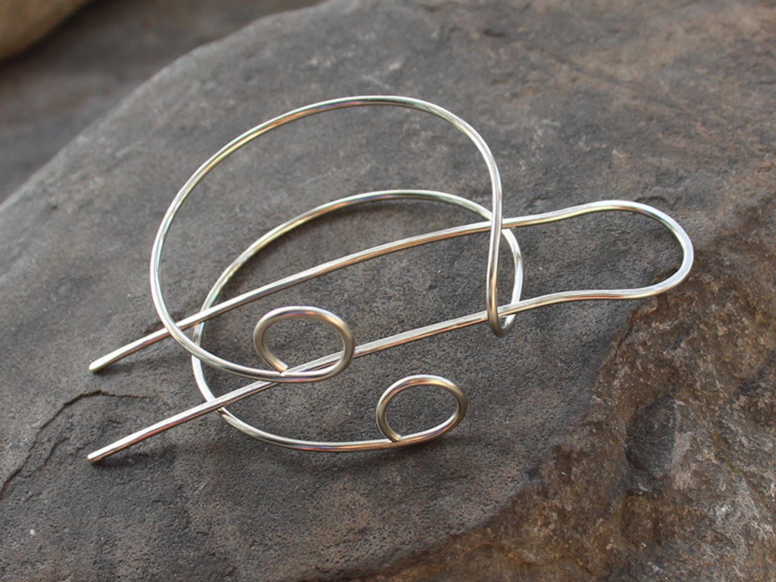 Silver Bun Cuff With Stick Hair Bun Cover Bun Ring Bun - Etsy