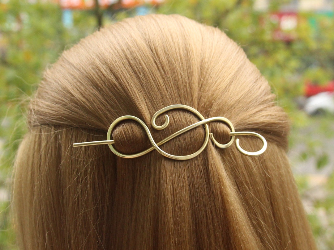 Celtic Hair Pin, Brass Hair Clip, Barrette for Thin Hair, Spiral Hair ...