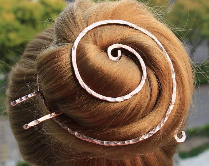 Copper Hair Fork Flower, Wire Wrapped Hairpin Flower, Hair Accessory ...
