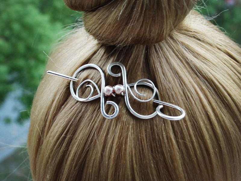 Silver Hair Slide for Long Hair Silver Hair Barrette Stick - Etsy
