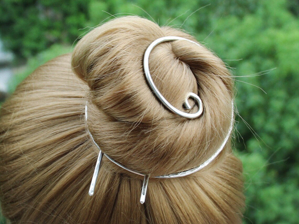 Sterling Silver Hair Bun Holder, Gift for Mom, Hair Bun Pin Bun Ring ...