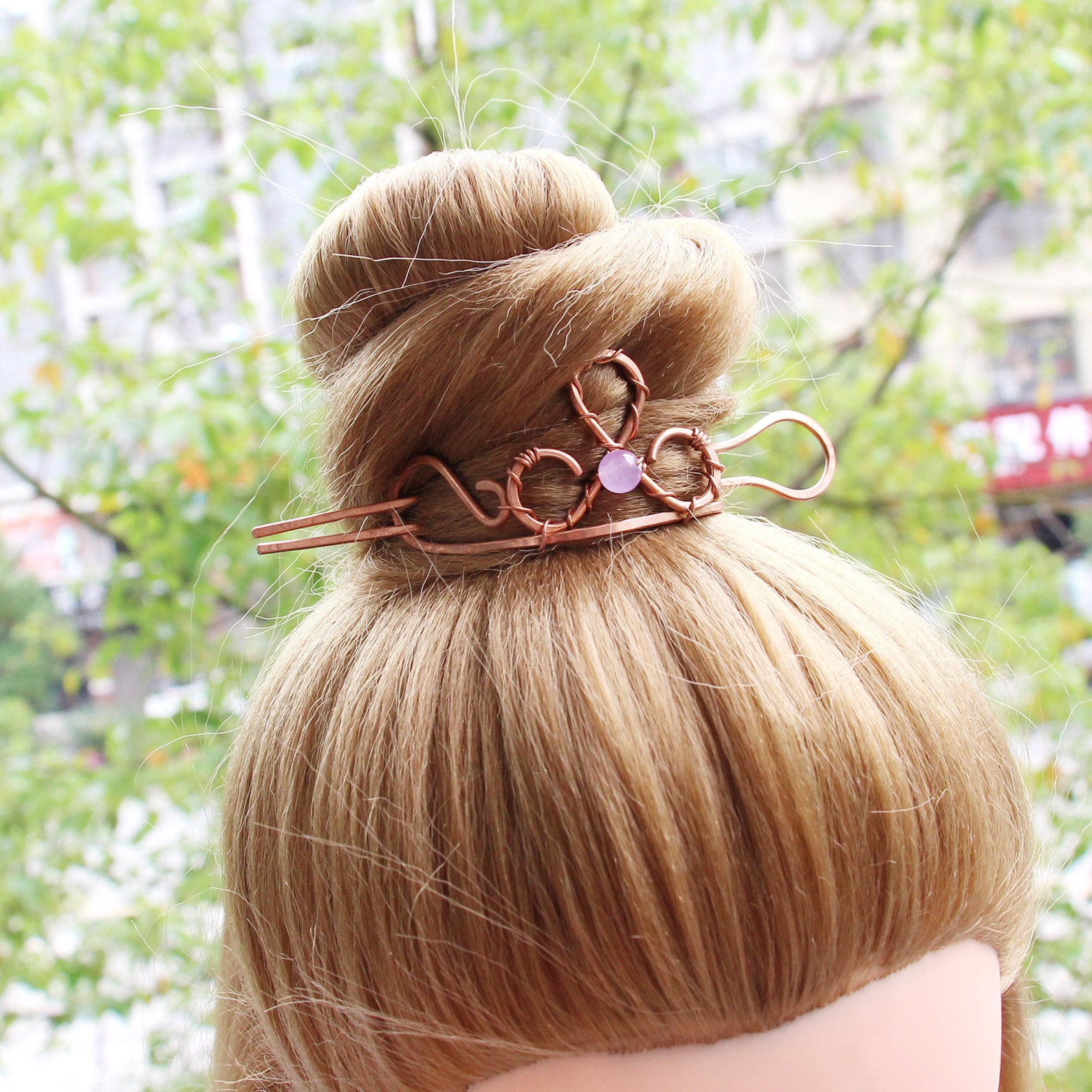 Copper Hair Jewelry Hair Bun Cage for Women Hair Top Knot Cage With ...