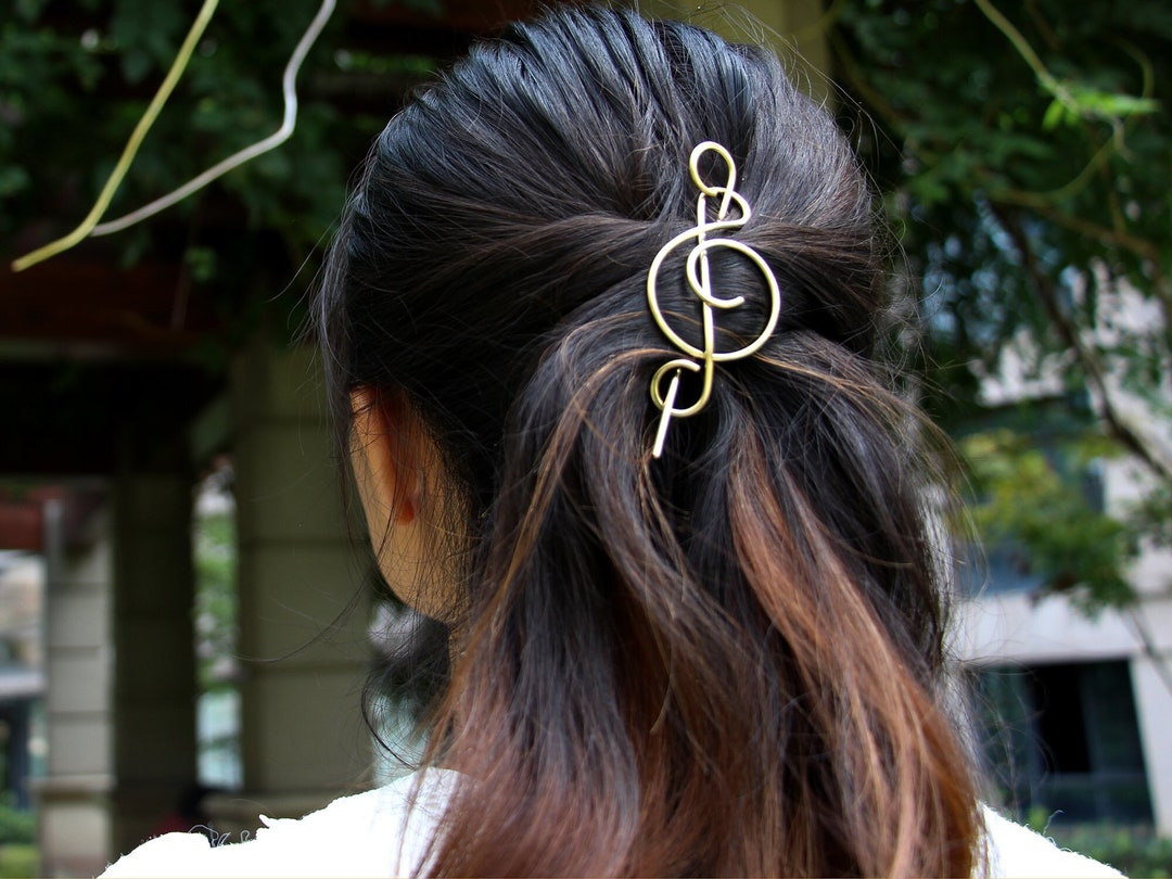 Music Related Hair Accessories, Brass Hair Clip, Music Note Pin, Gift ...
