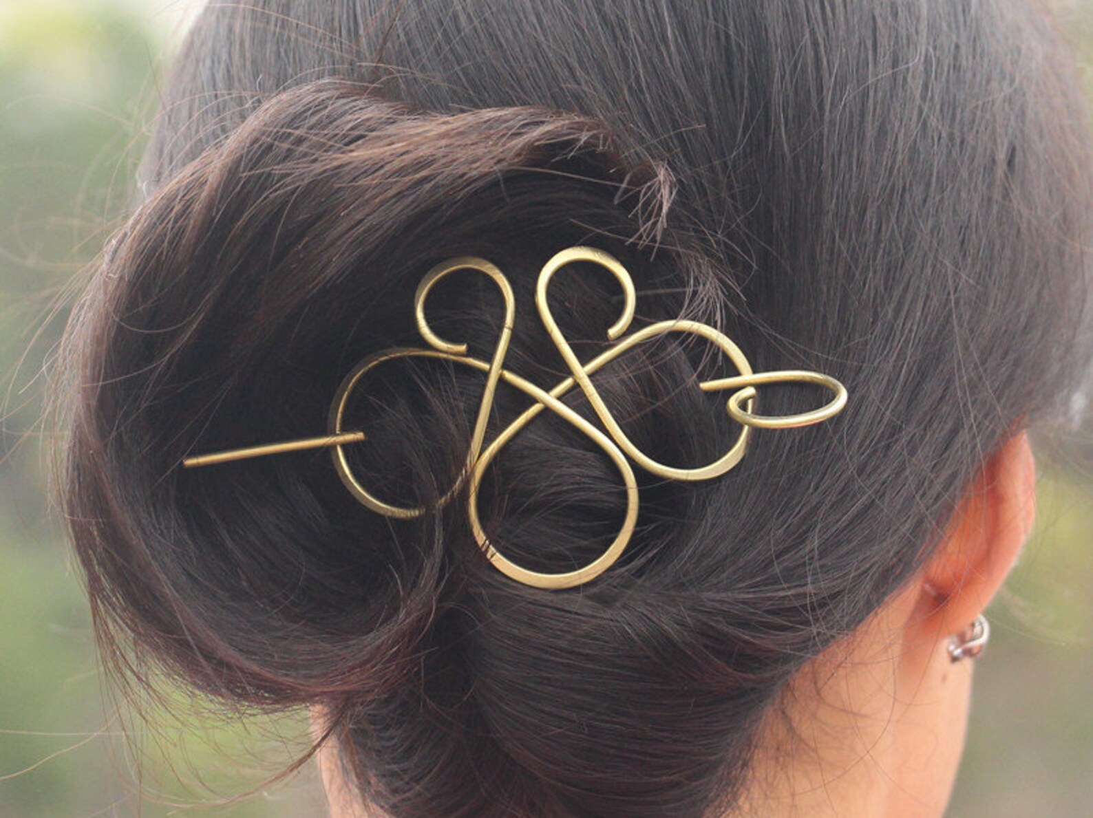 Gold Hair Clip With Hair Stick, Loop Hair Pin, Hair Slide Metal Hair ...
