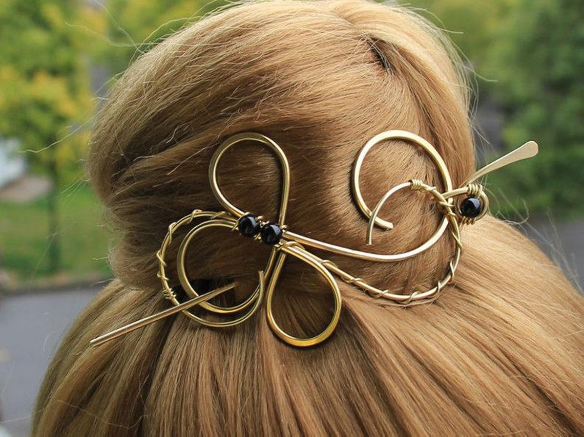 Copper Hair Clip Metal Hair Pin Wire Wrapped Hair Slide with | Etsy