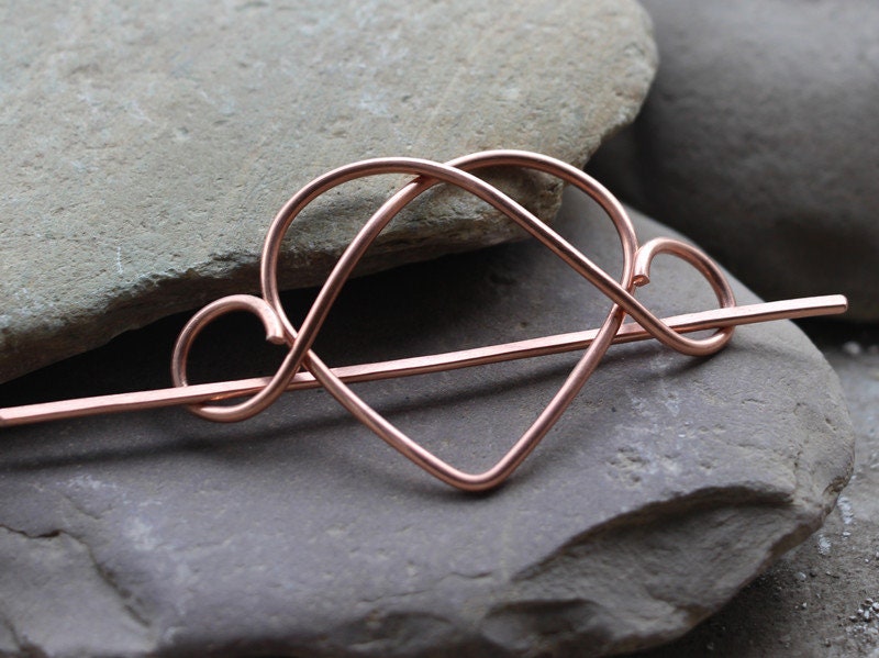 Heart Hair Clip Small Hair Pin Copper Hair Slide Hair | Etsy